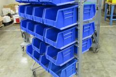 Machines Used | Rolling Rack for Akro Style Bins with (34) Bins