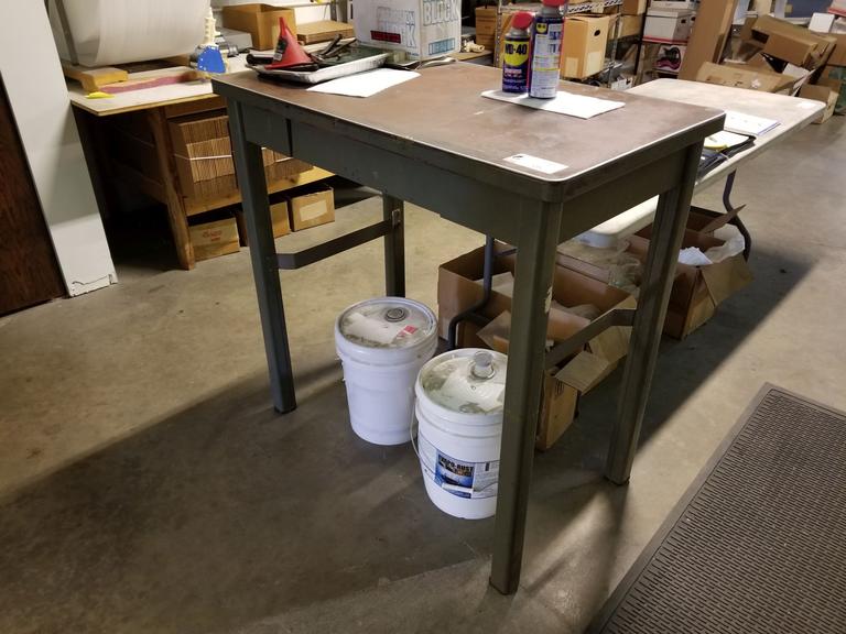 Machines Used | Steel Shipping Desk with Laminate Wood Top