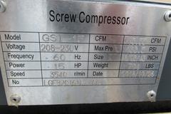 Machines Used | GS Compressor GSI-15 Rotary Screw Air compressor, 45.55 ...