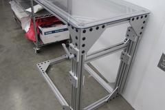 Machines Used | Adjustable Height Work Stand with Plexi Top. Aluminum Frame