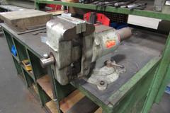 Machines Used | Steel Work Bench with Upper Shelves and Bench Vise