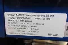 Machines Used | Crown CR24FR3B-450 450 AH 48VCapacity Battery Charger