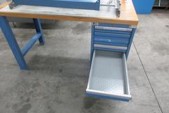 Machines Used | Lista Work Table, 7 Drawers, Wooden Top, Over Head ...