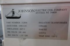 Machines Used | Johnson Electric Coil Co. 3 Phase Transformer
