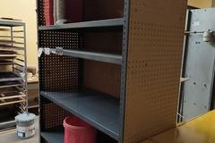 Machines Used | Metal Shelf with Pegboard Exterior.